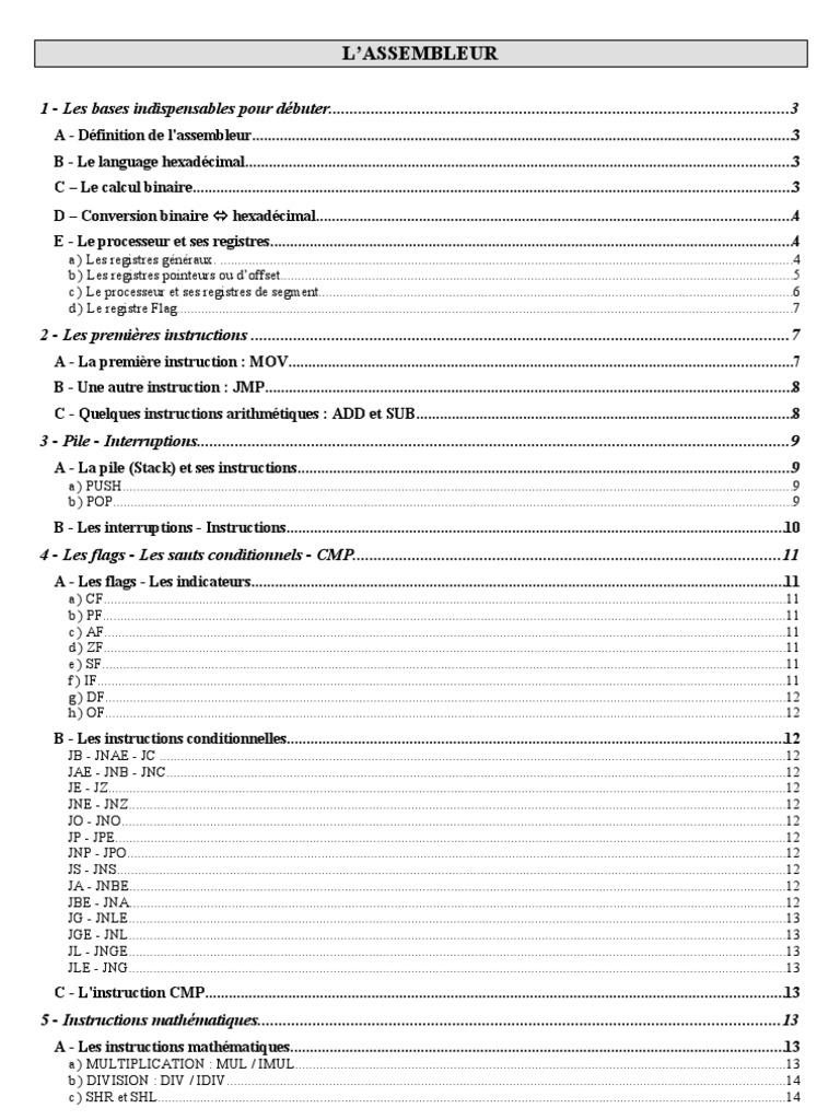 Langage Assembleur | PDF | C (Langage de programmation) | Assembleur