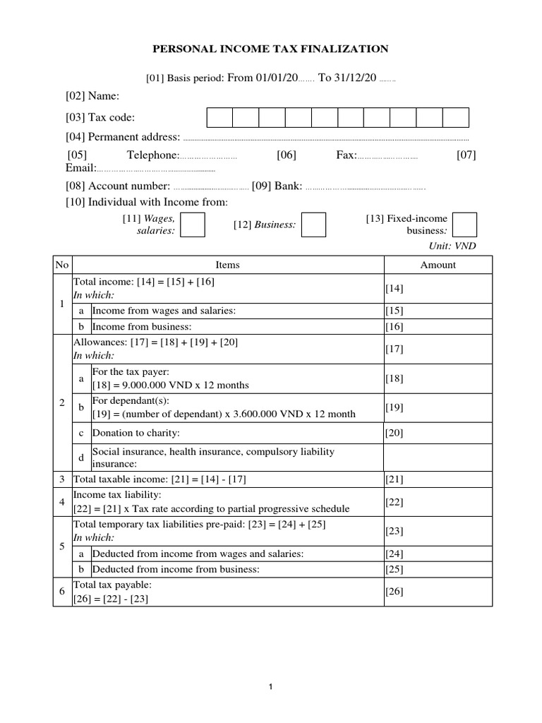 Personal Income Tax Finalization Guide | PDF