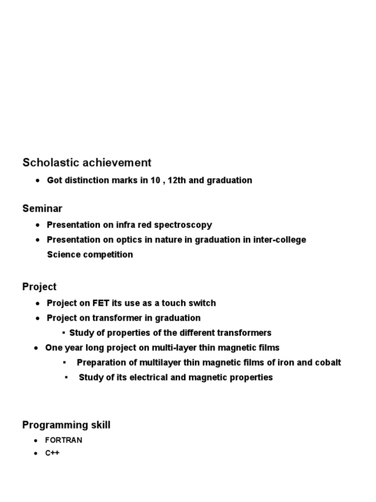 Academic Achievements and Projects Overview | PDF