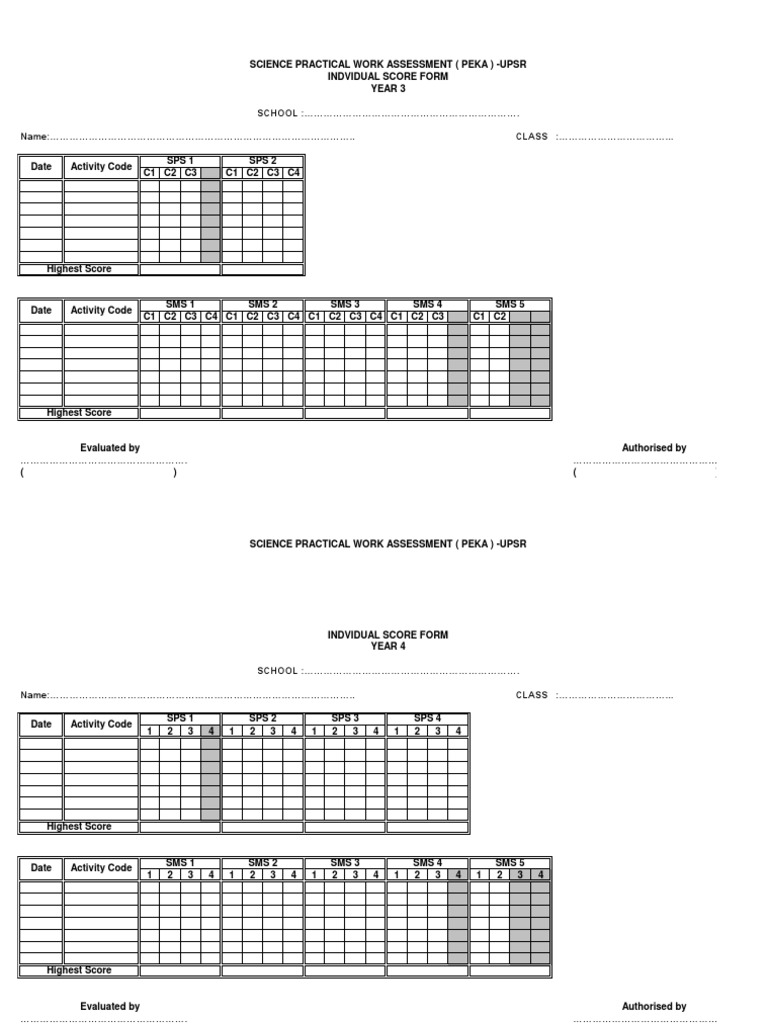 Science Practical Assessment Form - UPSR | PDF | Computers