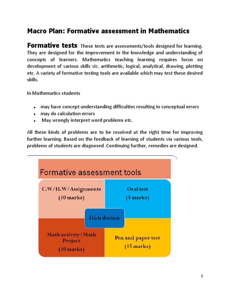 Macro Plan - Formative Assessment in Mathematics | PDF | Worksheet ...