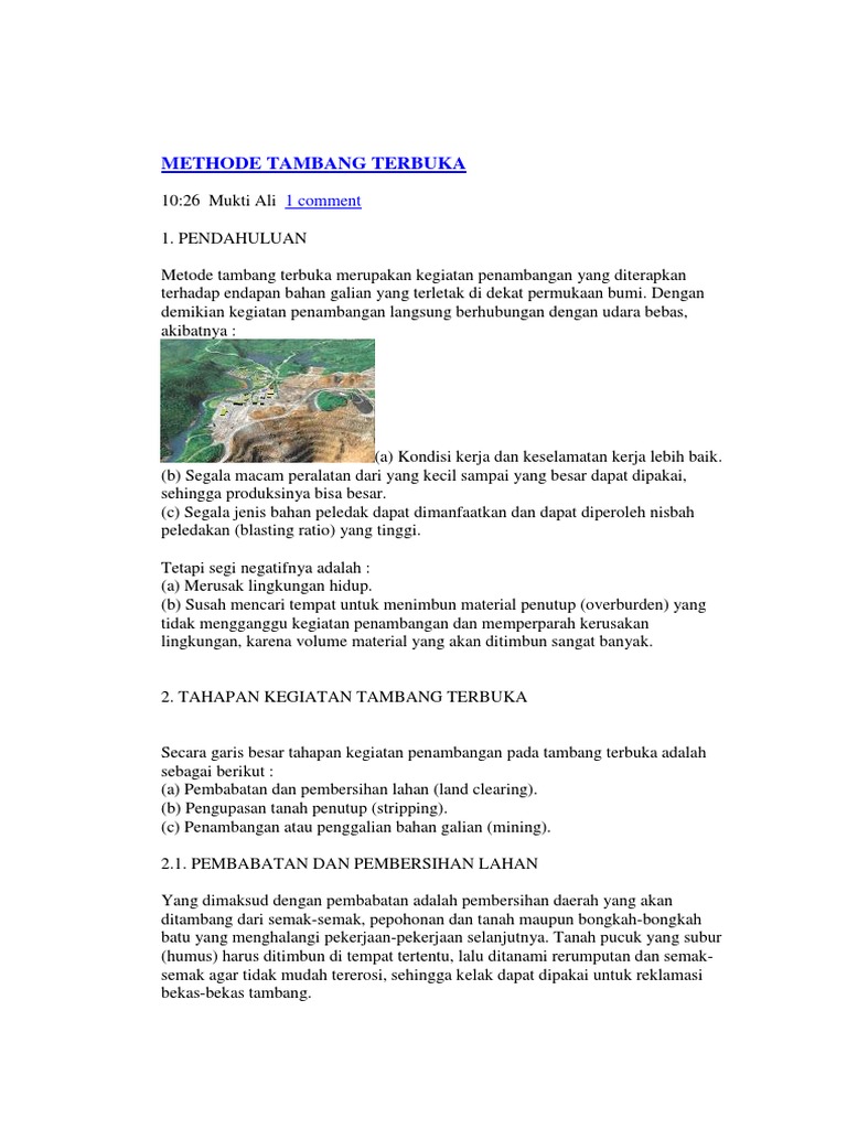 Methode Tambang Terbuka Open Cast | PDF