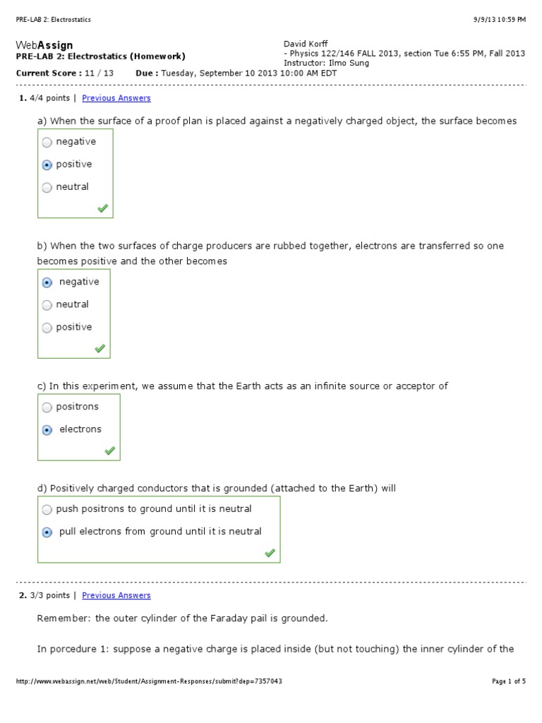 Lab 2 Electrostatics Download Free Pdf Electrostatics Electric