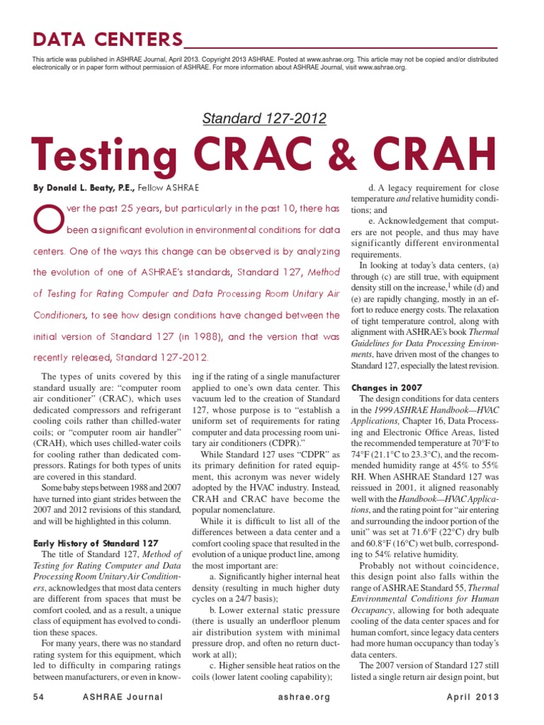 Testing CRAC and CAHU | PDF | Data Center | Hvac