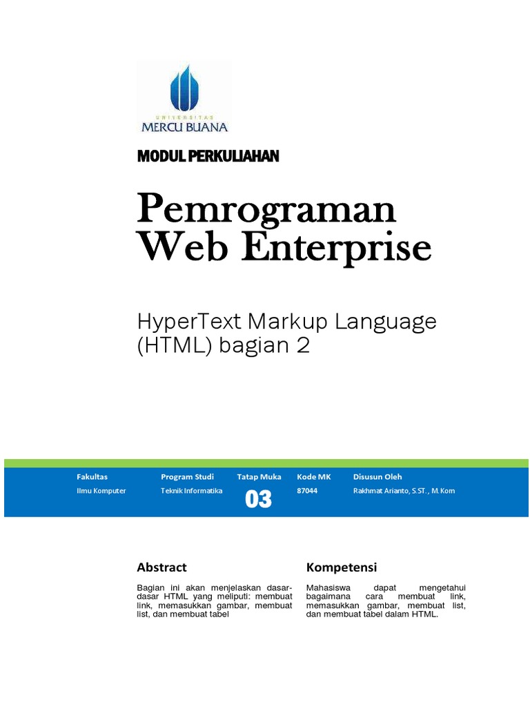 Modul Pemrograman Web Enterprise Pt3 | PDF