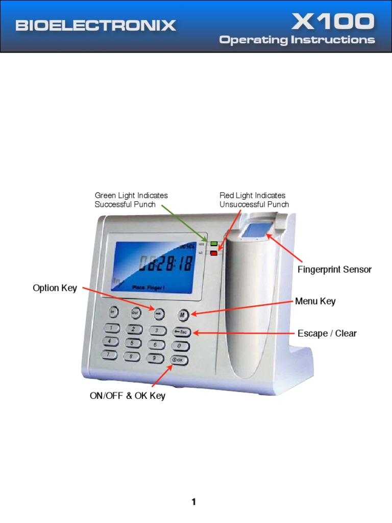 X100 Time Clock Operating Instructions | PDF | Fingerprint | Personal ...