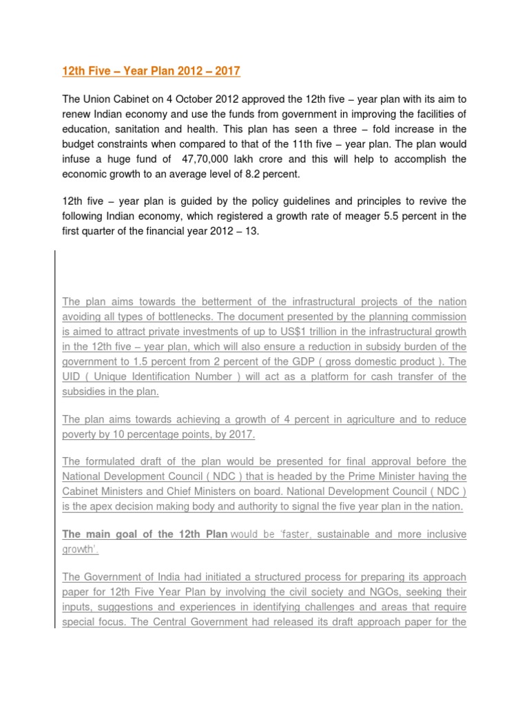 12th Five - Year Plan 2012 - 2017 | PDF | Economic Growth | Economics