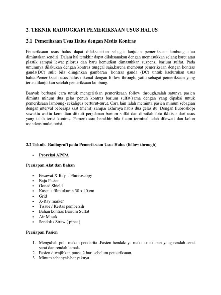 Teknik Rontgen Usus Halus dengan Barium | PDF
