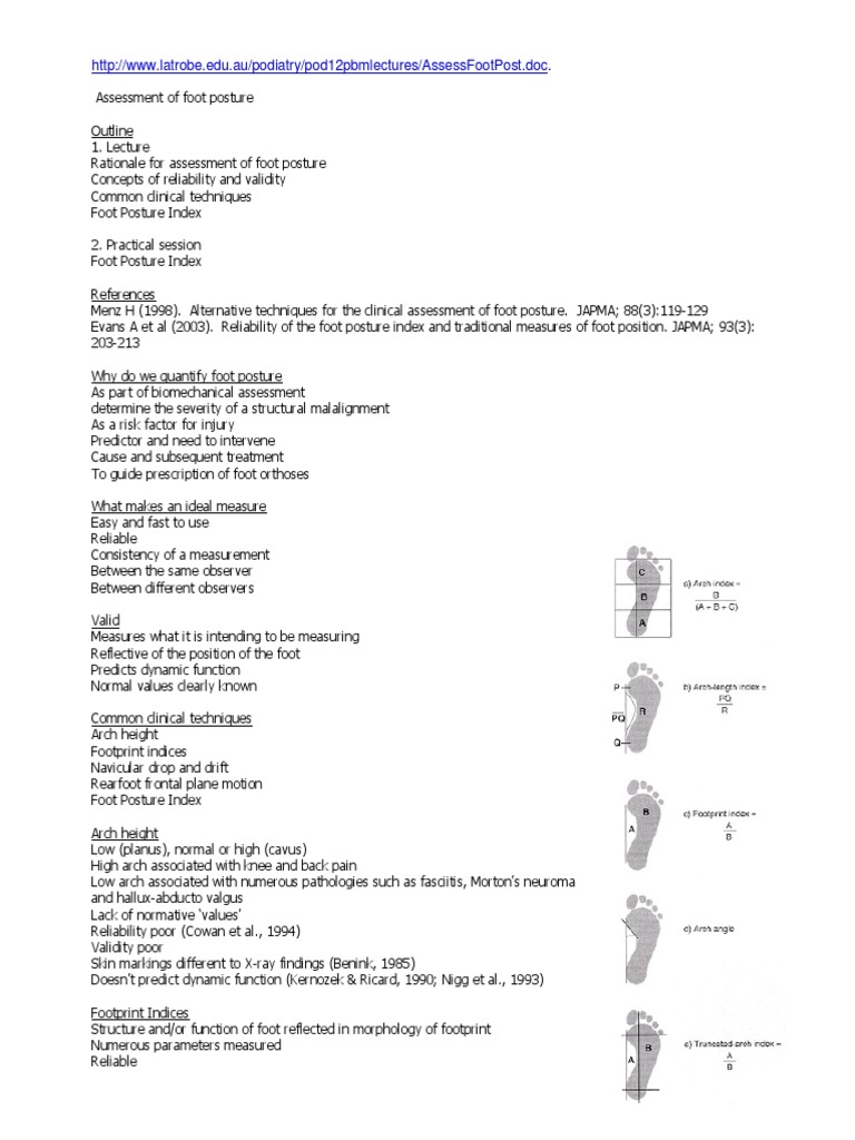 Foot Posture Assessment Guide | PDF | Foot | Anatomical Terms Of Motion
