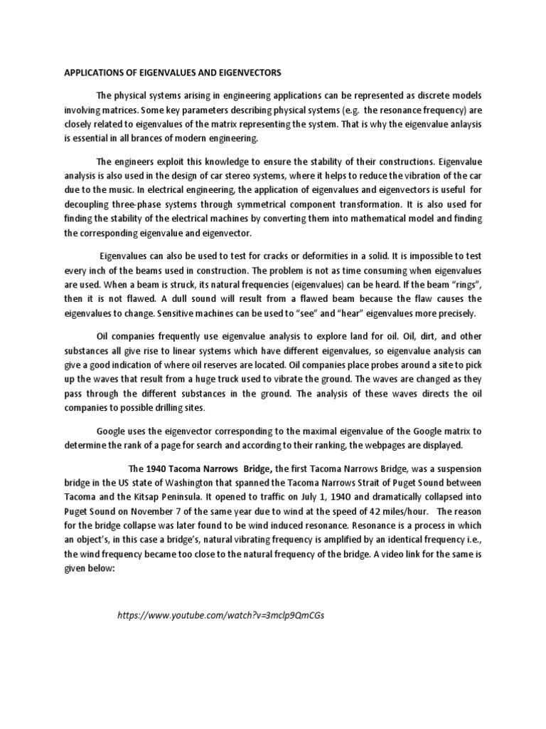 Applications of Eigenvalues and Eigenvectors | PDF | Eigenvalues And Eigenvectors | Resonance