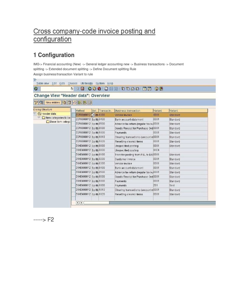 Cross Company-Code Invoice Posting and Configuration | PDF