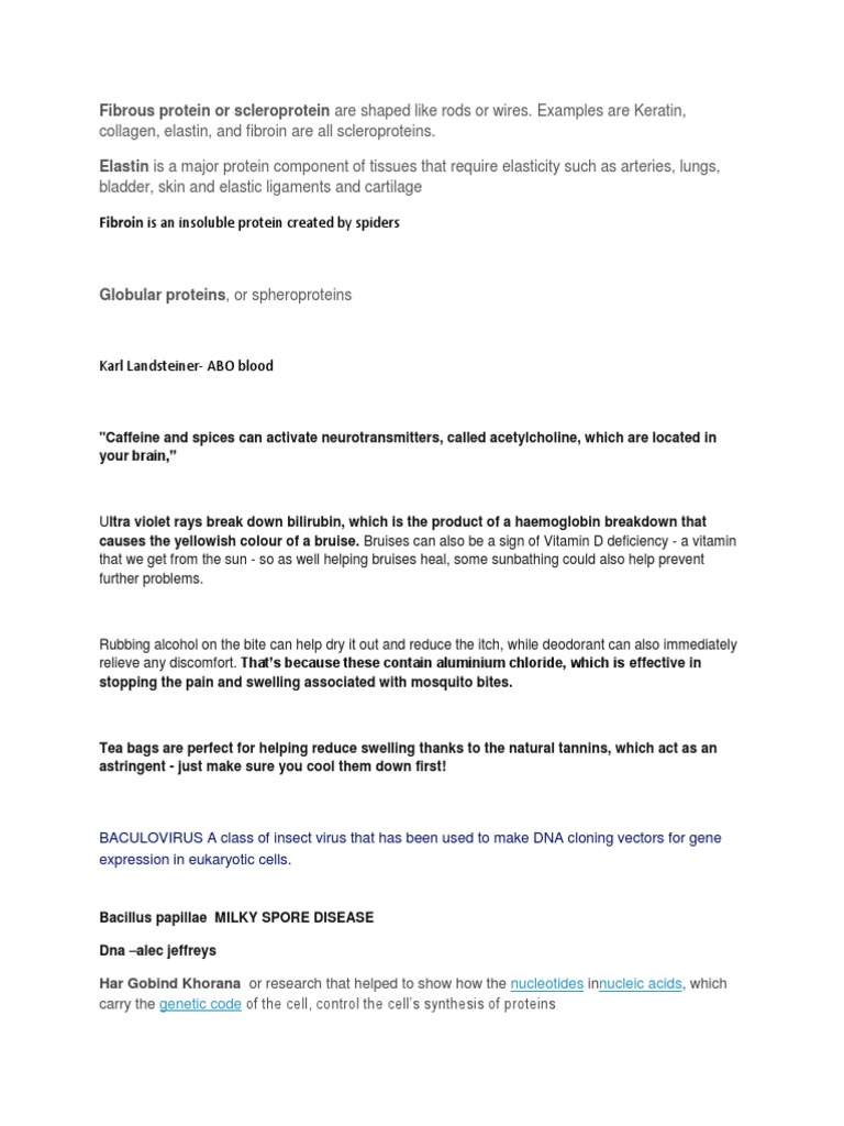 Fibrous Protein or Scleroprotein | PDF | Proteins | Vitamin