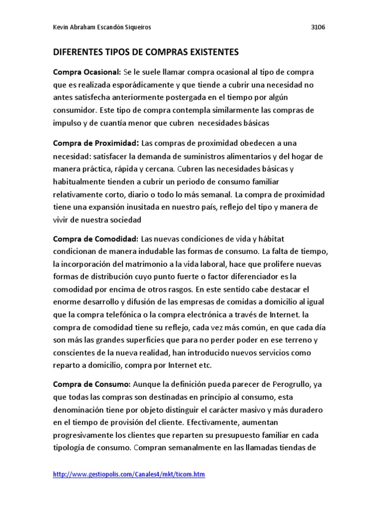 Tipos de Compras y su Definición | PDF | Consumo (economía) | Internet