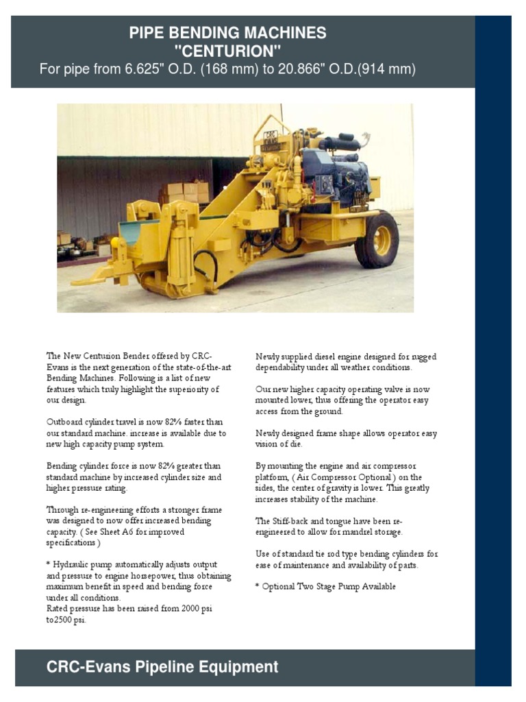 Bending Machine CRC Evans Centurion 06 20 | PDF | Pipe (Fluid ...