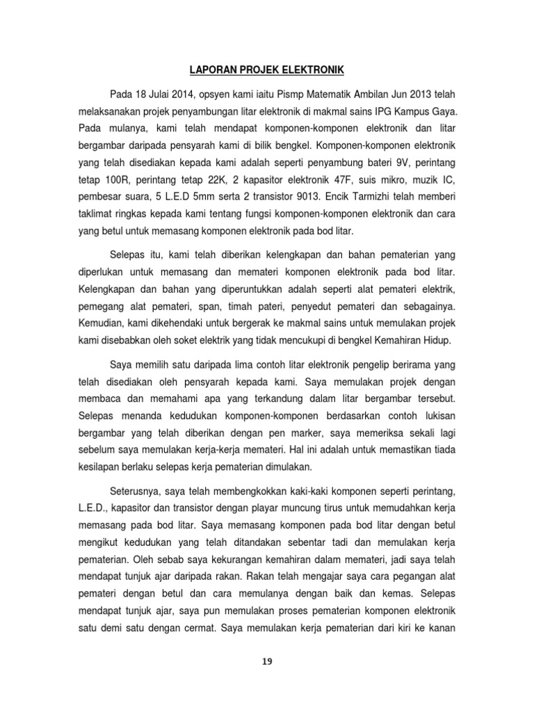 Laporan Projek Elektronik | PDF