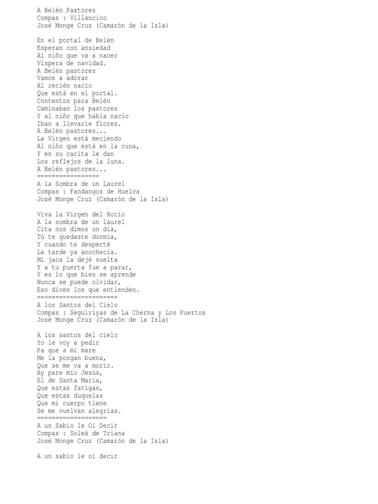 Camaron de La Isla - Letras | PDF | María, madre de Jesús | Amor