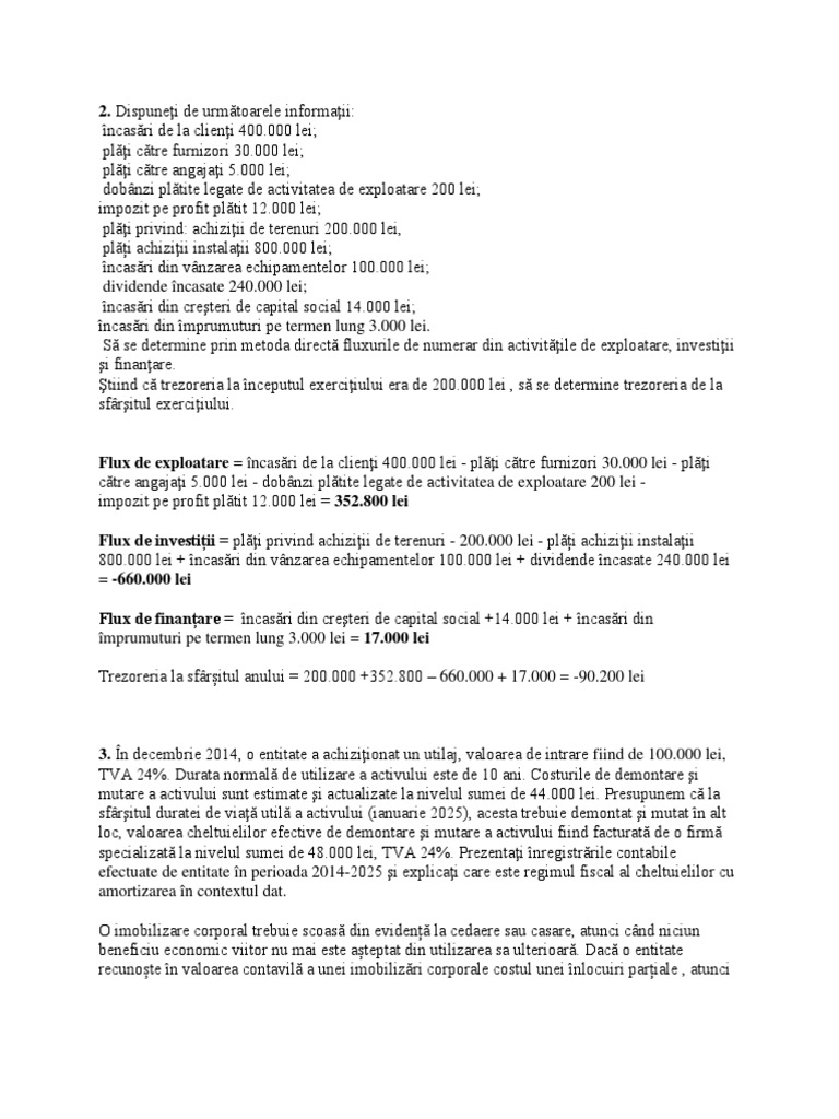 Exercitii Propuse Pentru CECCAR | PDF