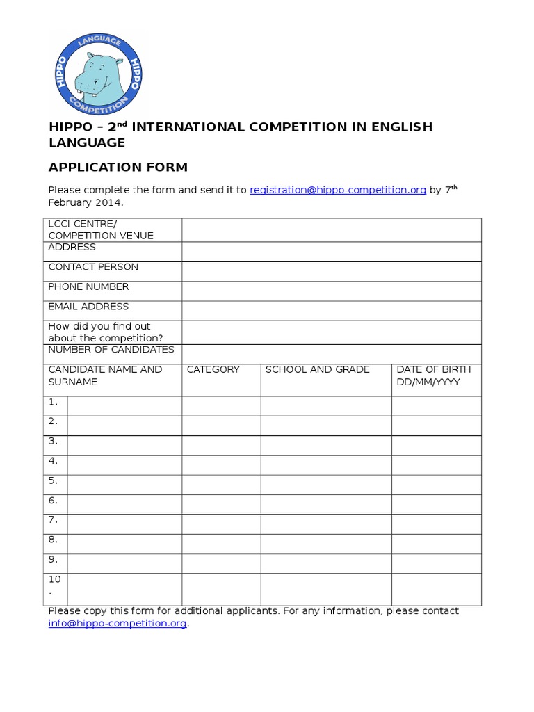 HIPPO Competition Application Form | PDF | Career & Growth
