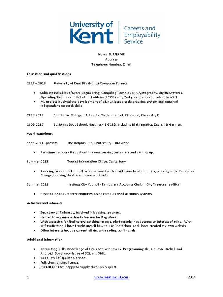 Example Standard CV | PDF