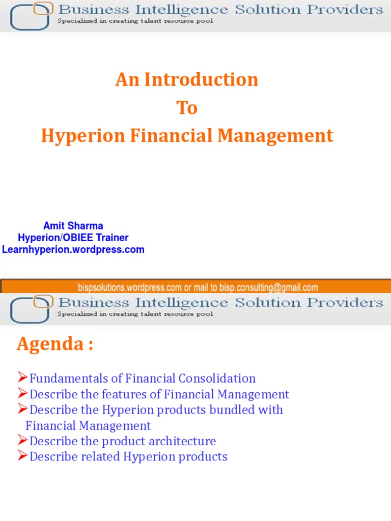 Introduction to Hyperion Financial Management (HFM | PDF | Consolidation (Business) | Spreadsheet