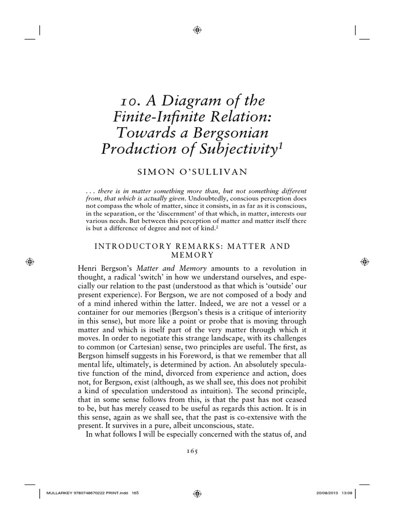 Bergsonian Production of Subjectivity | PDF | Henri Bergson | Consciousness