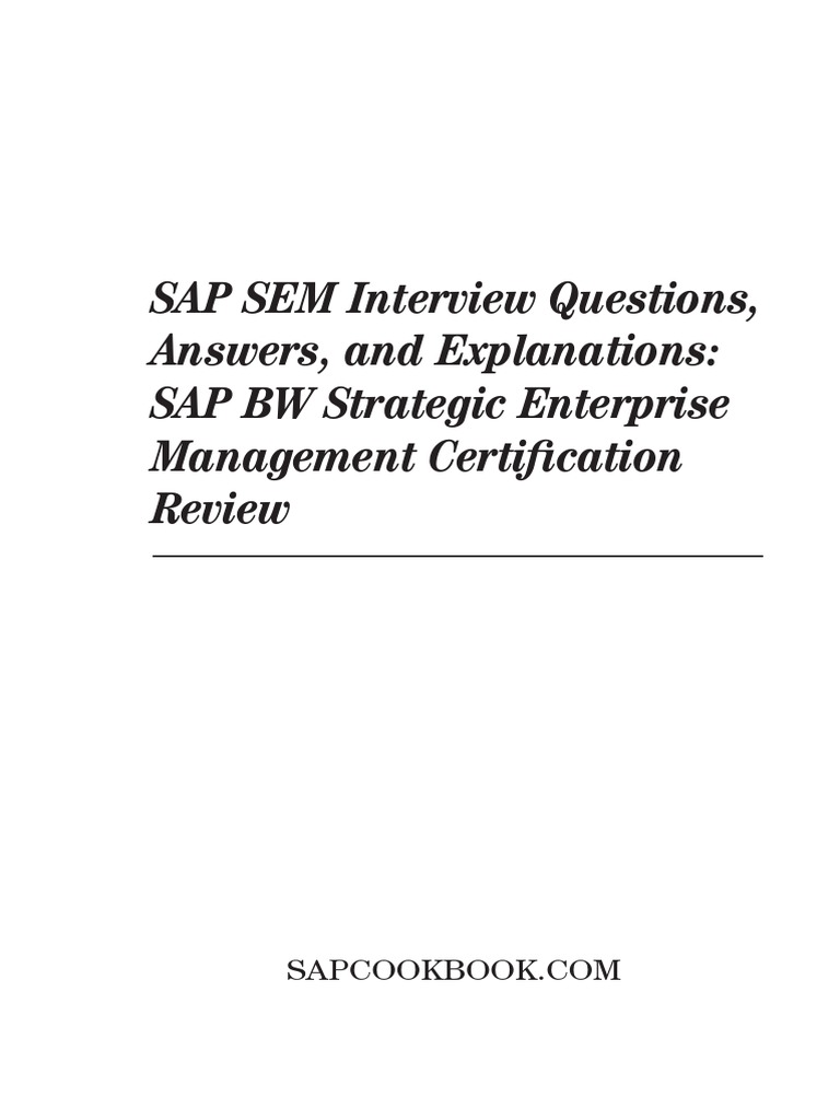 SAP SEM BPS Interview Questions Strategic Enterprise Management and Business Planning With SAP ...