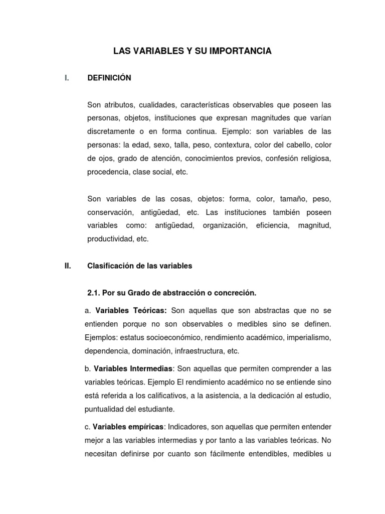 Comprendiendo las Variables | PDF | Concepto | Teoría