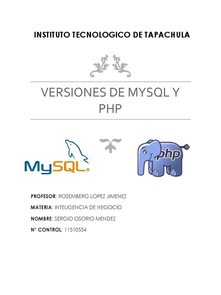 Versiones de MySQL y PHP | PDF | Php | Mi sql