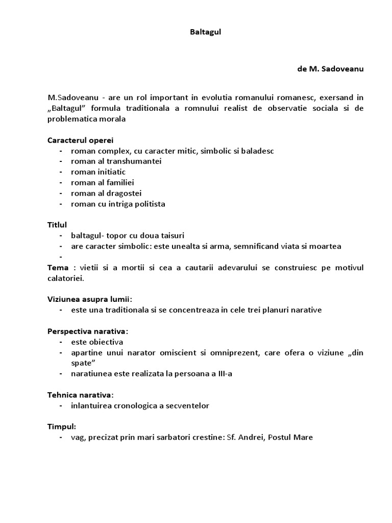 Baltagul Schema | PDF