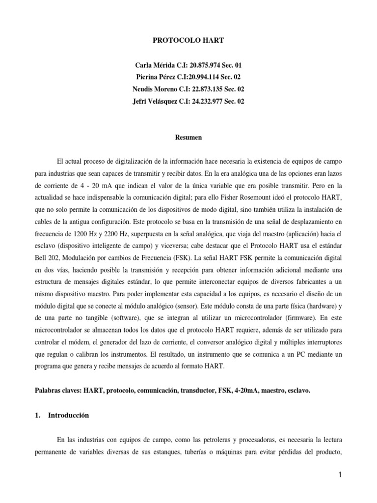 Protocolo Hart - Grupo 1 | PDF | Microcontrolador | Poco