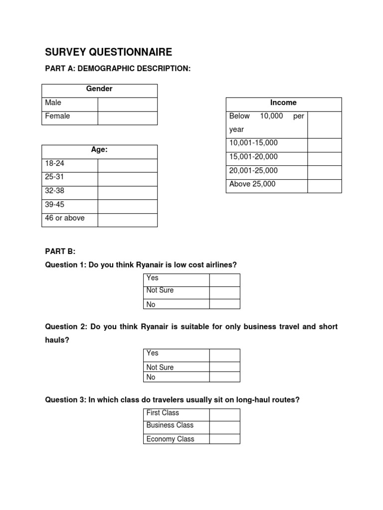 Survey Questionnaire | PDF