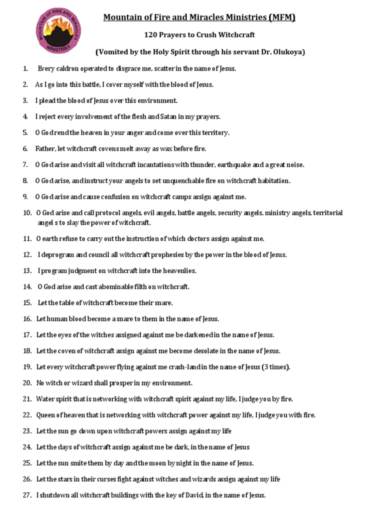 120 Prayers To Crush Witchcraft Witchcraft Jesus