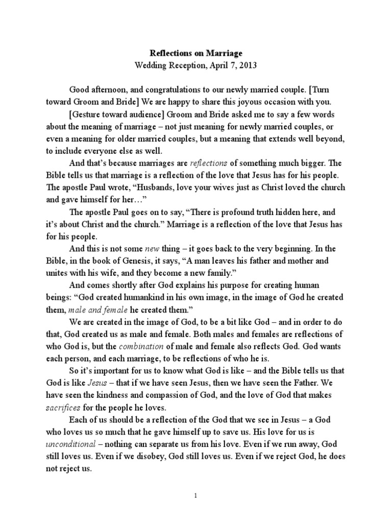 Reflections On Marriage: Sacrifices For The People He Loves | PDF ...