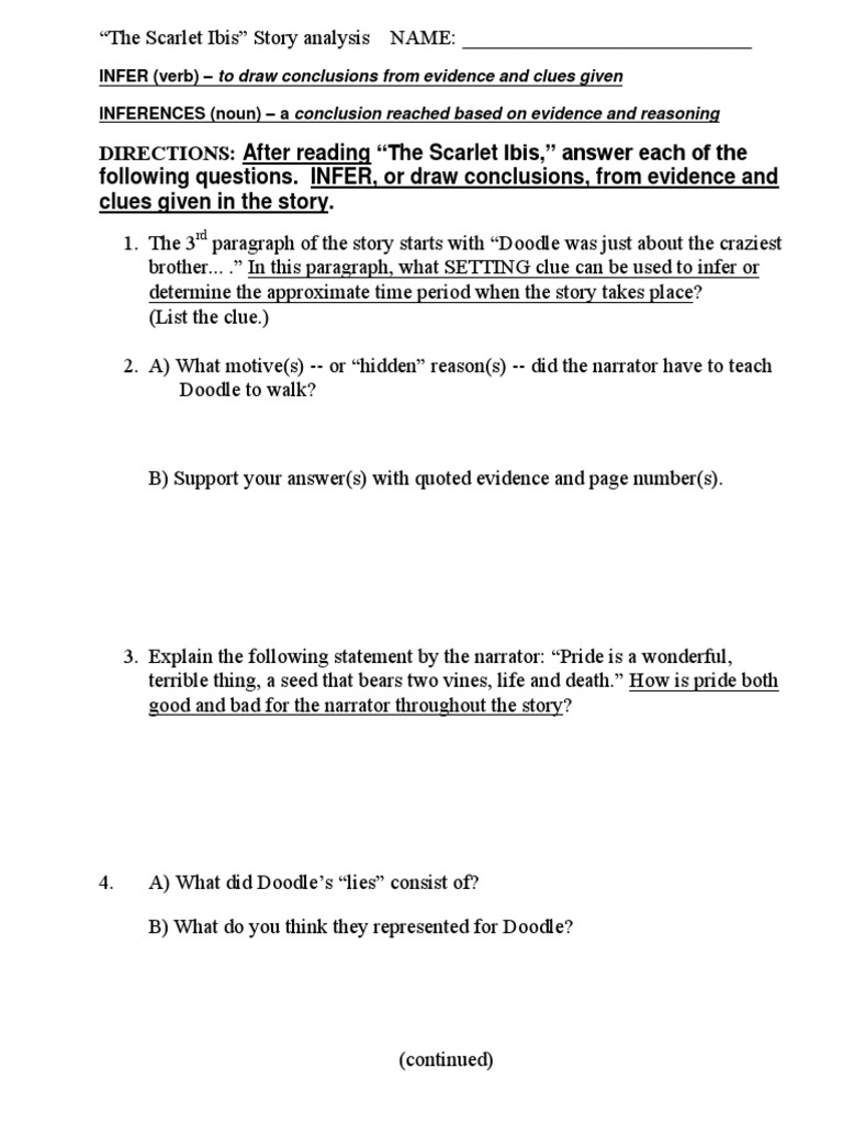 Analyzing Themes in "The Scarlet Ibis" | PDF