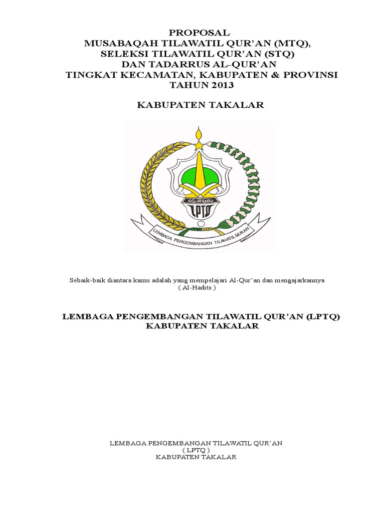 Proposal MTQ 2013 Bimas | PDF