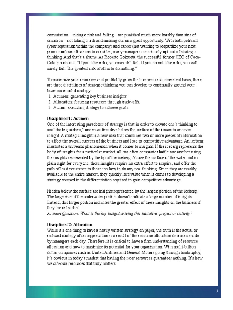 Discipline #1: Acumen: Acumen Question: What Is The Key Insight Driving ...