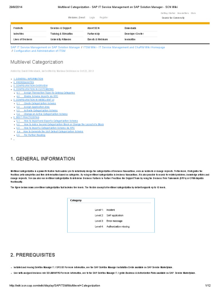 Multilevel Categorization - SAP IT Service Management On SAP Solution ...