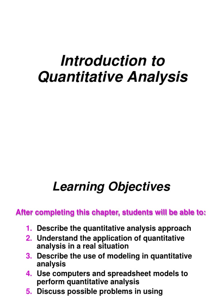 Introduction to Quantitative Analysis | PDF | Operations Research ...