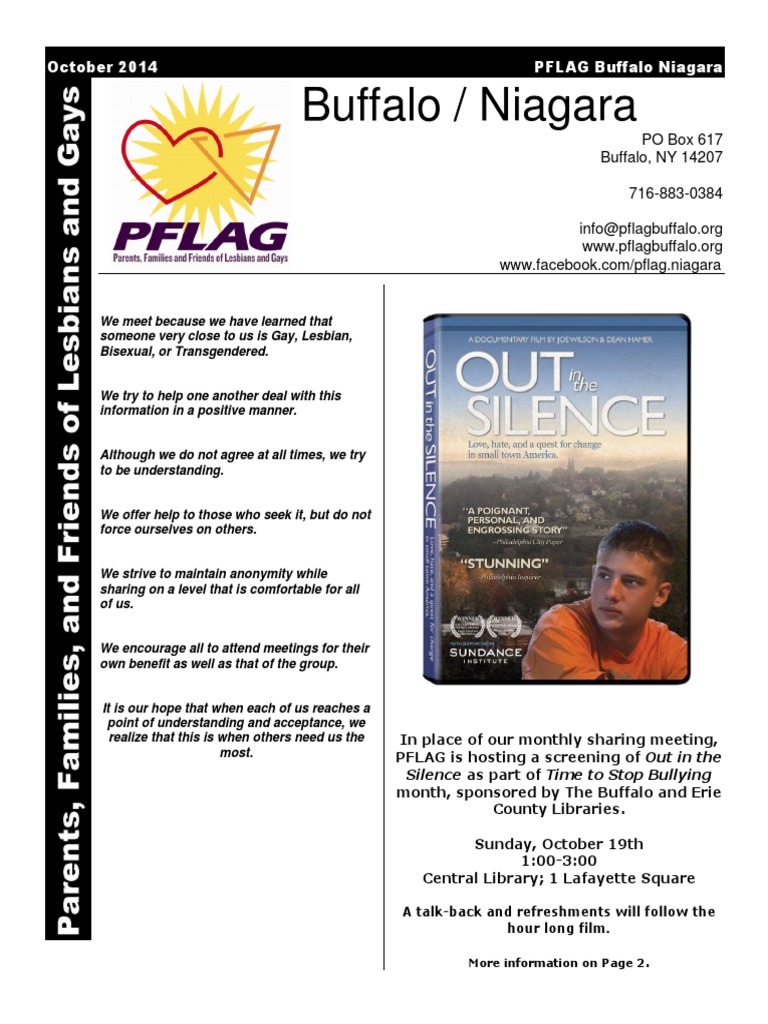 October 2014 PFLAG Buffalo Niagara | PDF | Lgbt | LGBTQIA+ Studies