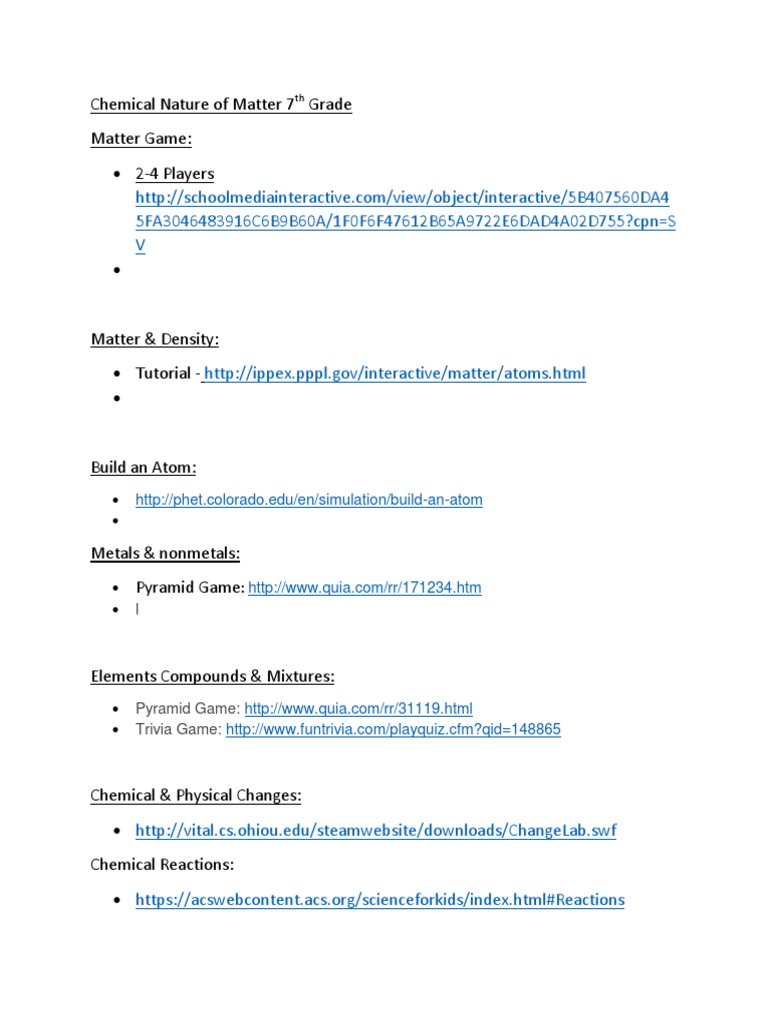 Chemistry Websites | PDF | Games & Activities | Computers