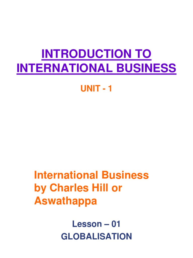 Introduction To International Business: Unit - 1 | PDF | International ...