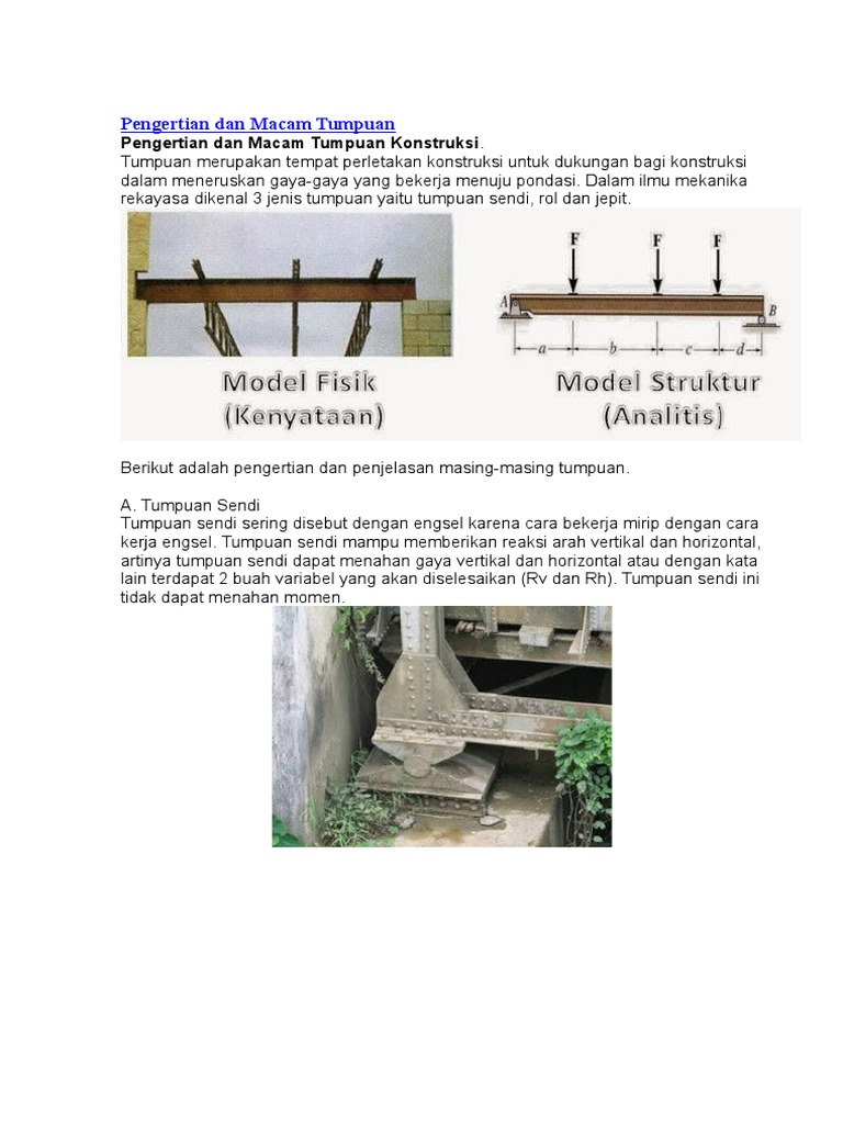 Pengertian Dan Macam Tumpuan | PDF