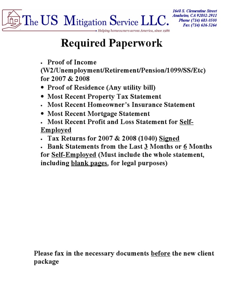Required Paperwork | PDF