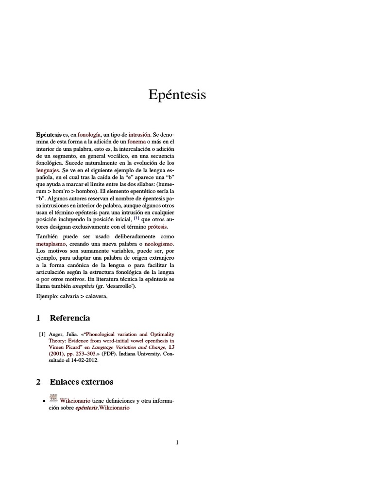 Epéntesis | PDF