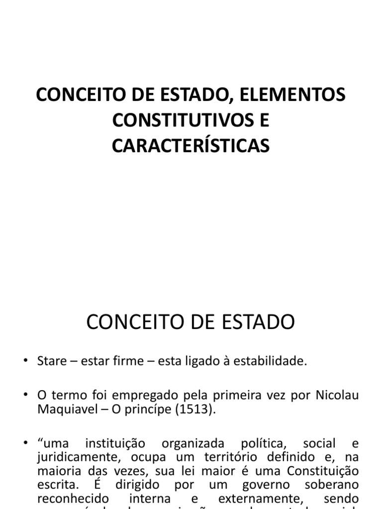 Conceito de Estado, Elementos Constitutivos e Características | PDF ...