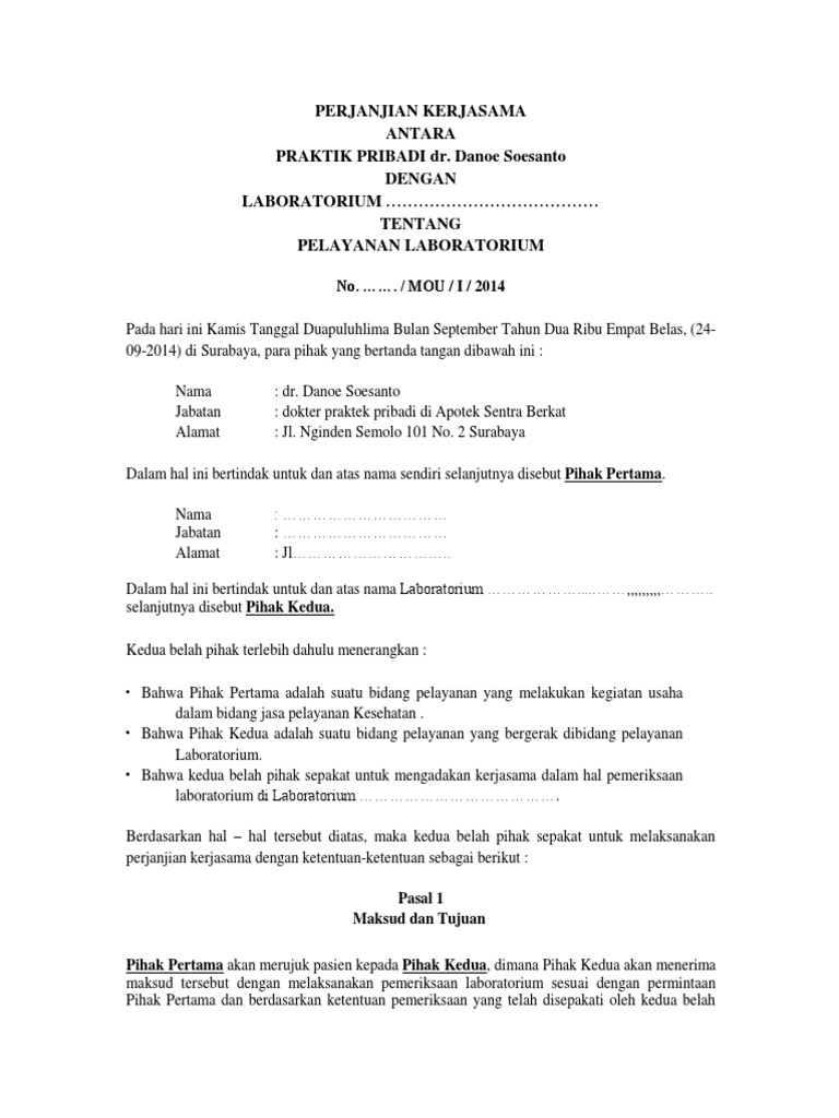 Contoh Mou Lab | PDF