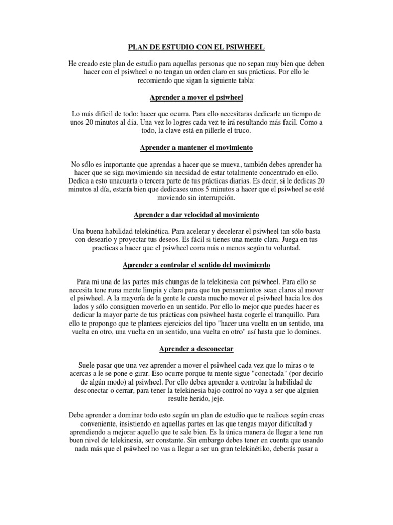 Plan de Estudio Con La Psiwheel | PDF | Ocio