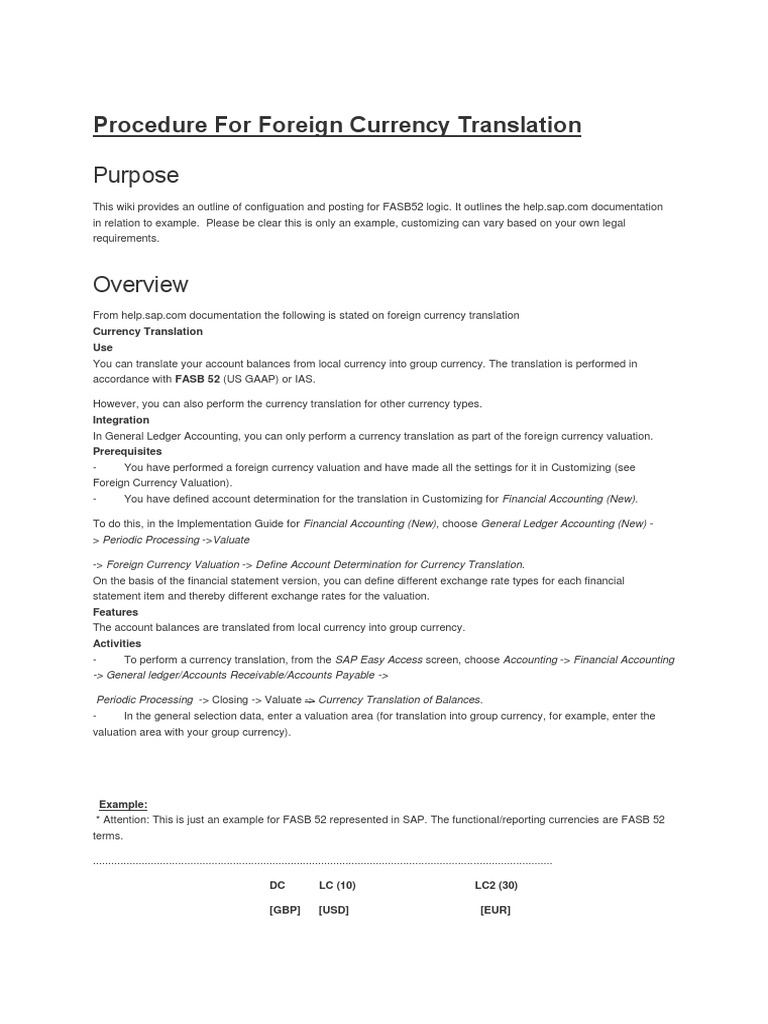 Foreign Currency Translation Procedure | PDF | Exchange Rate | Accounting