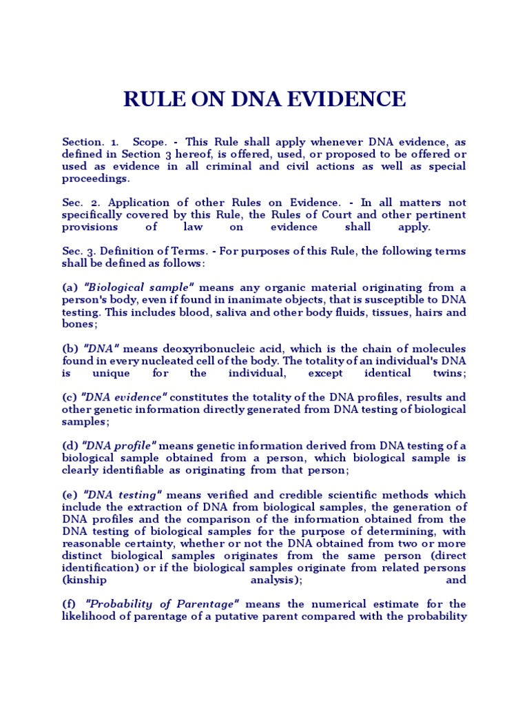 Rule On Dna Evidence | PDF | Dna Profiling | Dna
