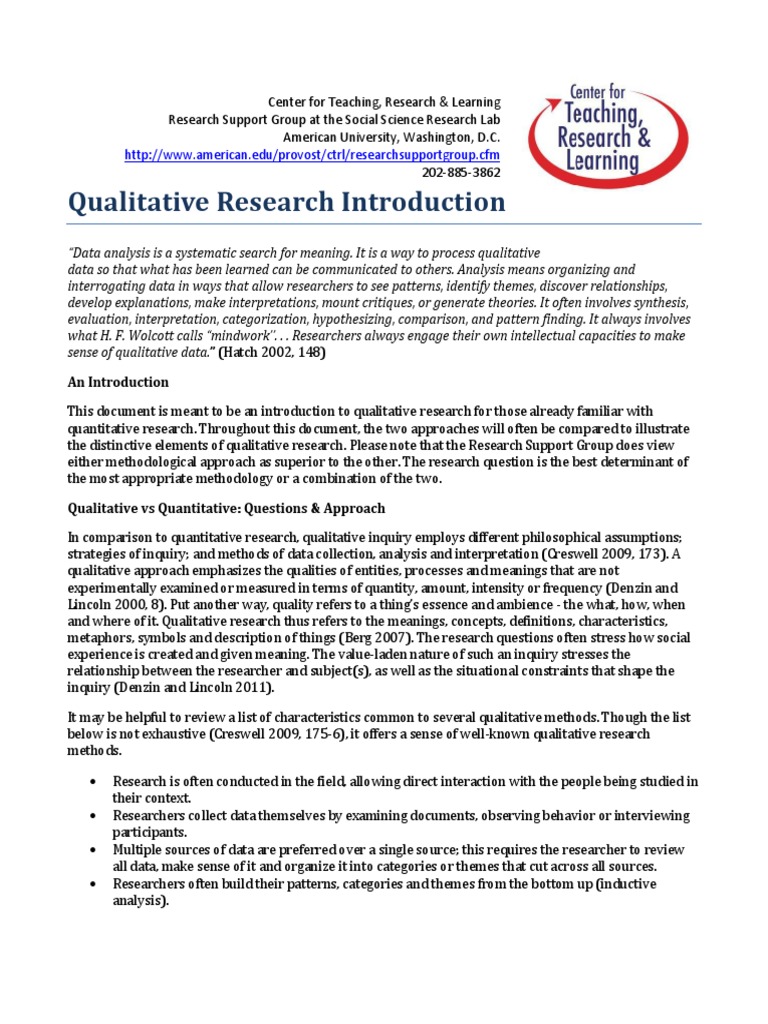 Qualitative Research Introduction | PDF | Qualitative Research ...